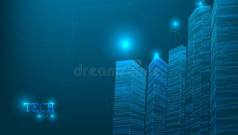 Wire Polygonal Future Tech City Concept Template Stock Vector ...