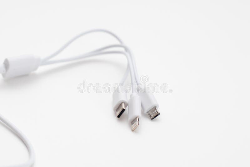 Wire with Popular Connectors. Smartphone Charger Cable Stock Photo ...