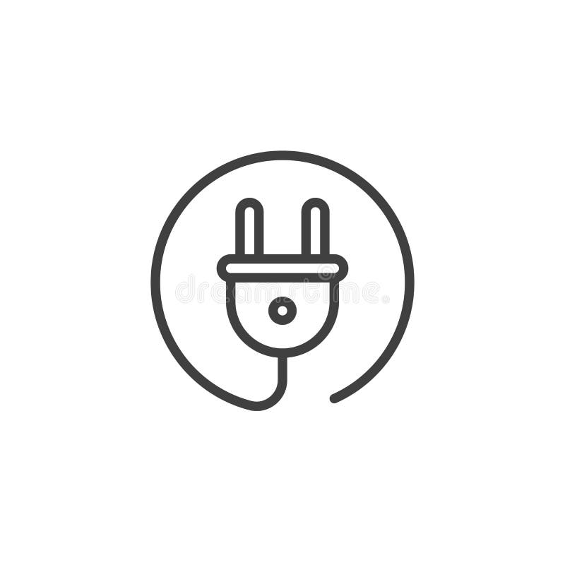 AC Power Plug Line Icon, Outline Vector Sign, Linear Pictogram Isolated ...
