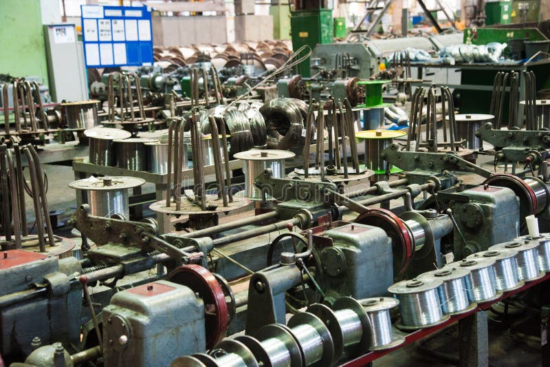 Wire production plant stock photo. Image of warehouse - 183059358