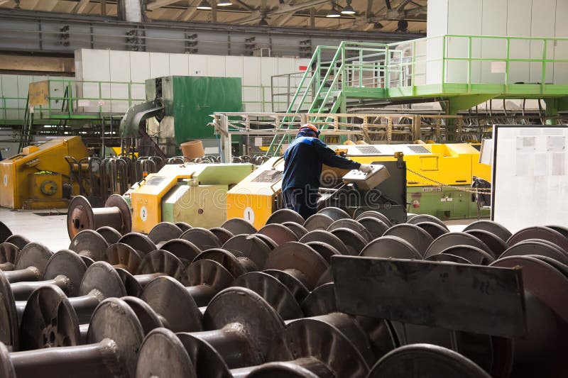 Wire production plant stock image. Image of coil, steel - 196891343