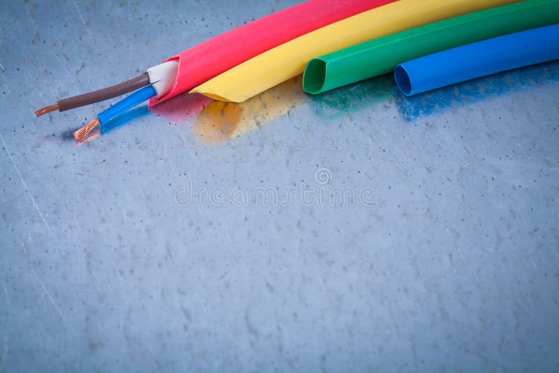 Wire Protection and Copper Cables on Scratched Metallic Backgrou Stock ...