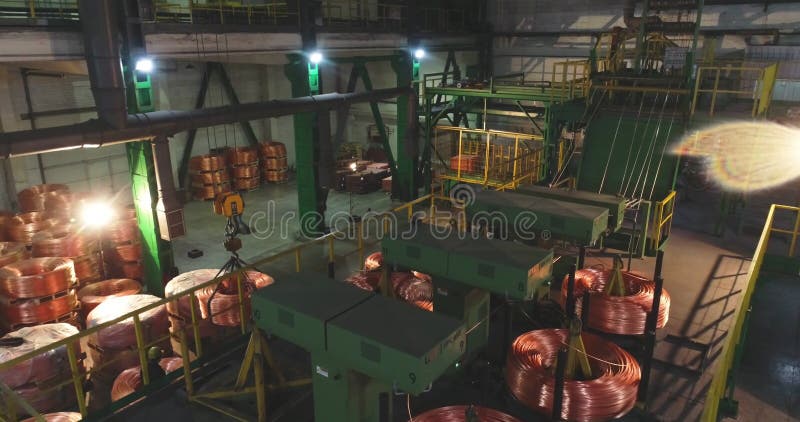 Wire Rod Continuous Casting Line during Operation, Inside the Copper ...
