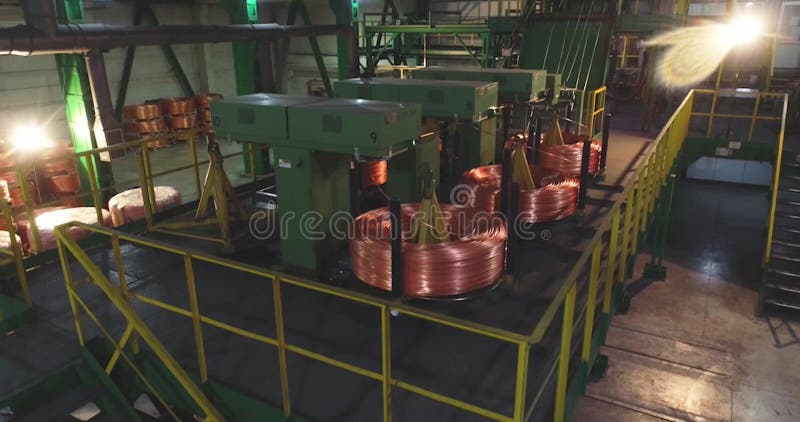 Wire Rod Continuous Casting Line during Operation, Inside the Copper ...