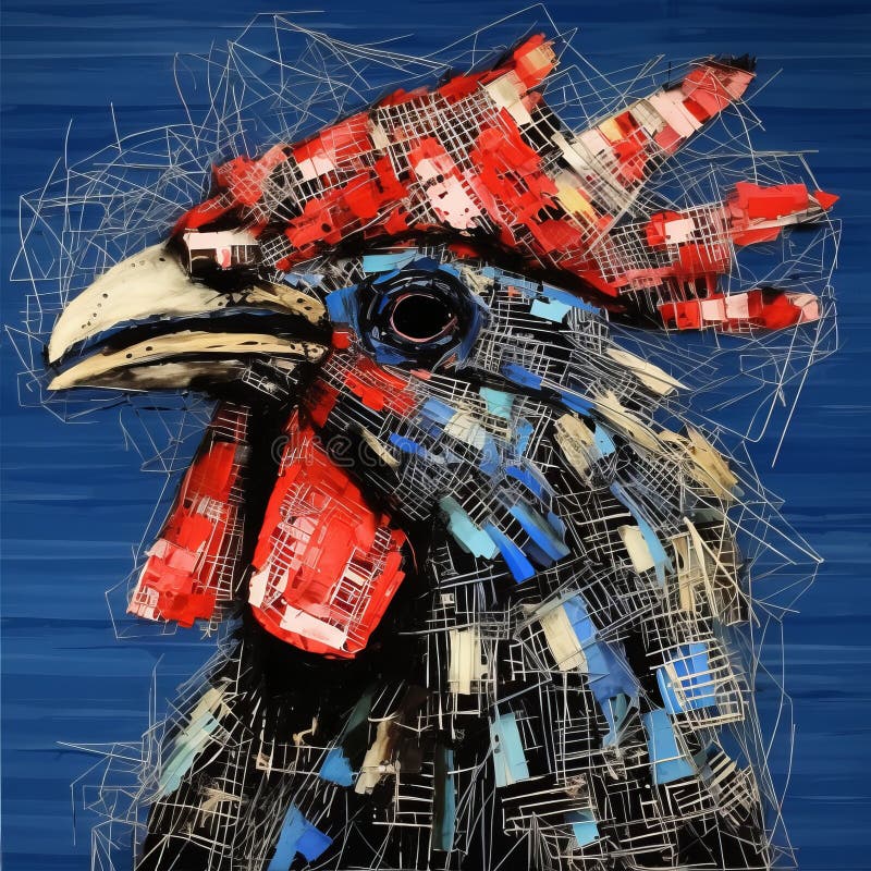 Wire Rooster with Paint Hat Deconstructivism Fragmentation Art Stock ...