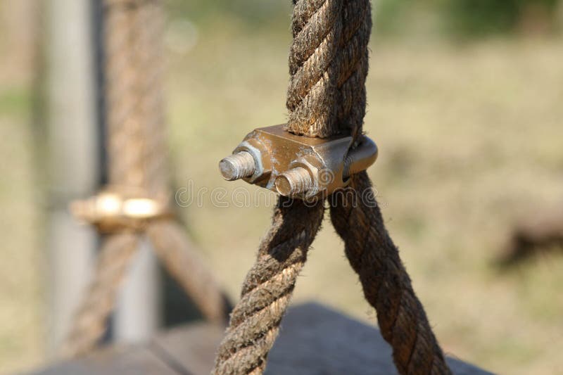 A Wire Rope Clip Lock on the Rope Stock Photo - Image of lock, metal ...