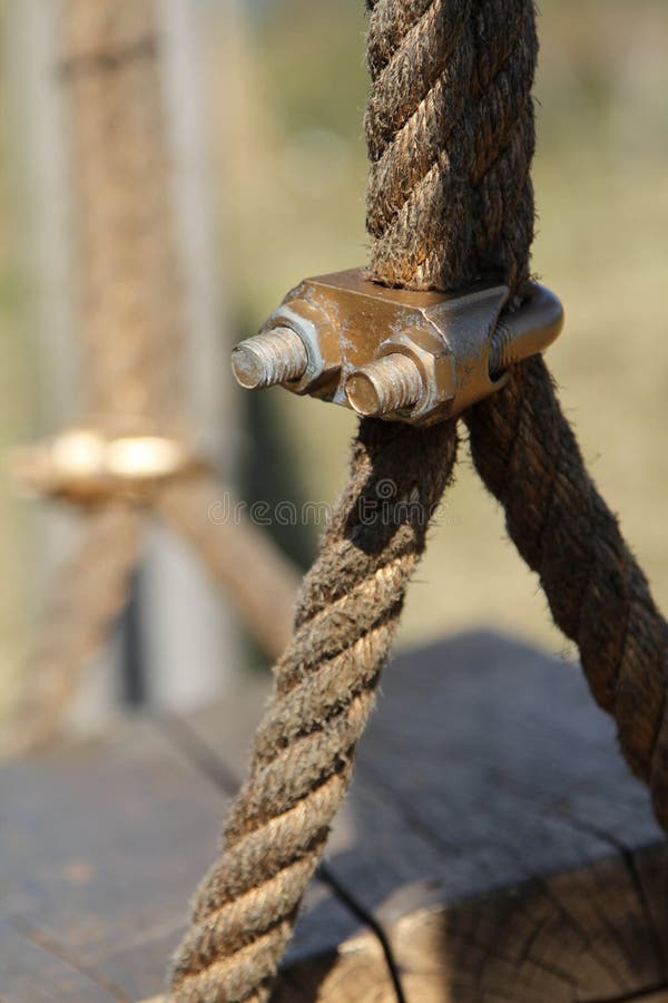 A Wire Rope Clip Lock on the Rope Stock Image - Image of flexible ...