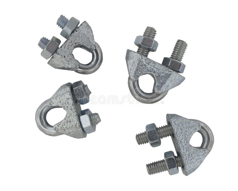 Wire Rope Clips Isolated on a White Stock Image - Image of isolated ...