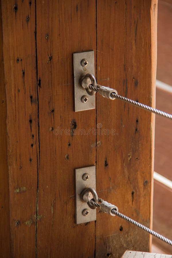 Wire Rope Fastened To a Wooden Post Stock Image - Image of cord, crane ...