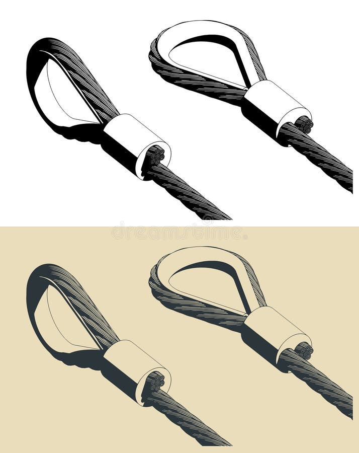 Wire Rope with Pressed Connector and Thimble Close Up Stock Vector ...