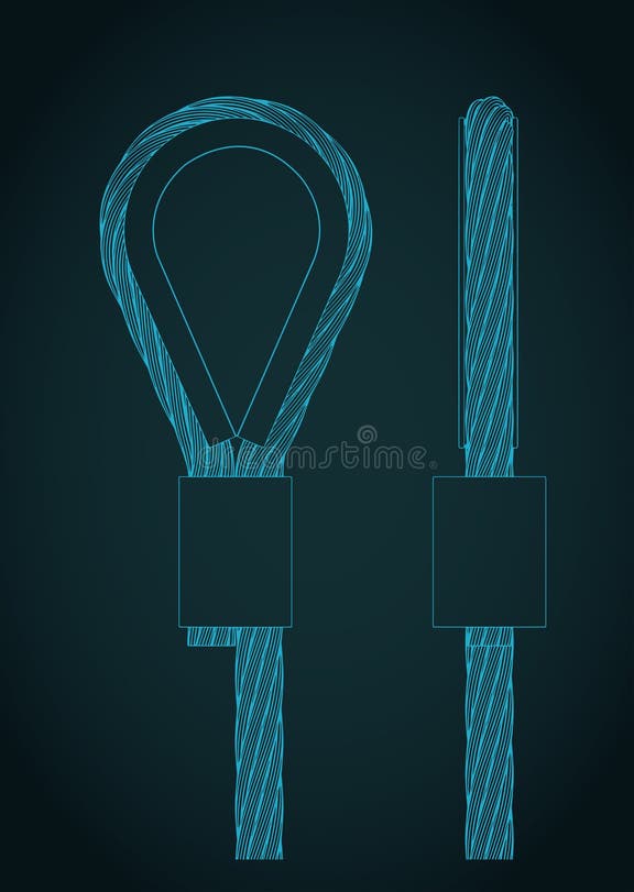 Wire Rope with Pressed Connector and Thimble Drawings Illustration ...