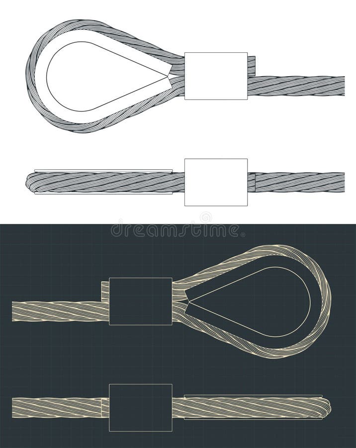 Wire Rope with Pressed Connector and Thimble Drawings Stock Vector ...