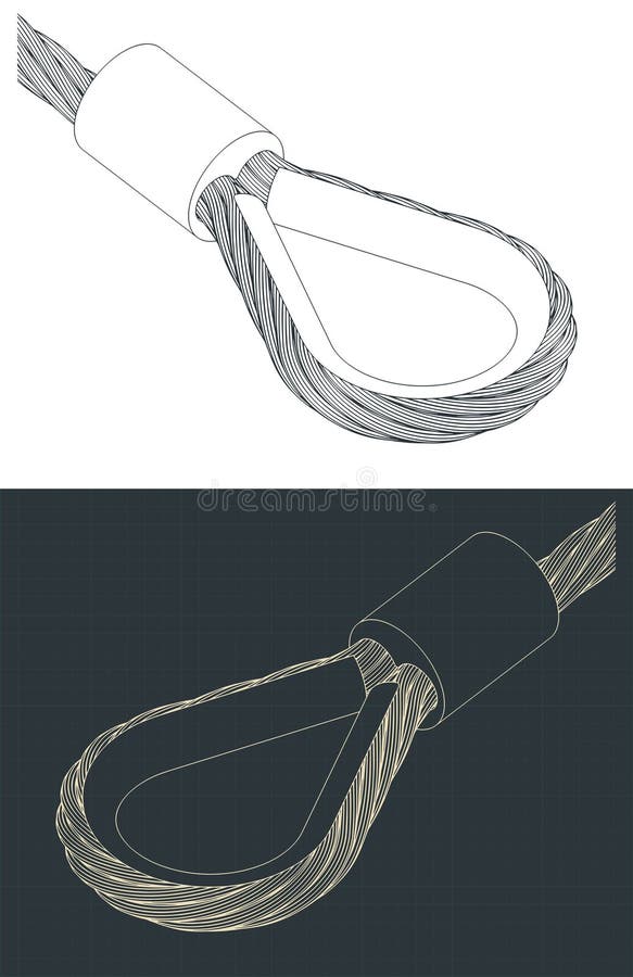 Wire Rope with Pressed Connector and Thimble Isometric Drawings Stock ...