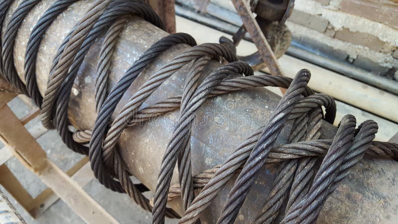 Wire Rope Sling or Cable Sling on Crane Reel Drum Stock Photo - Image ...