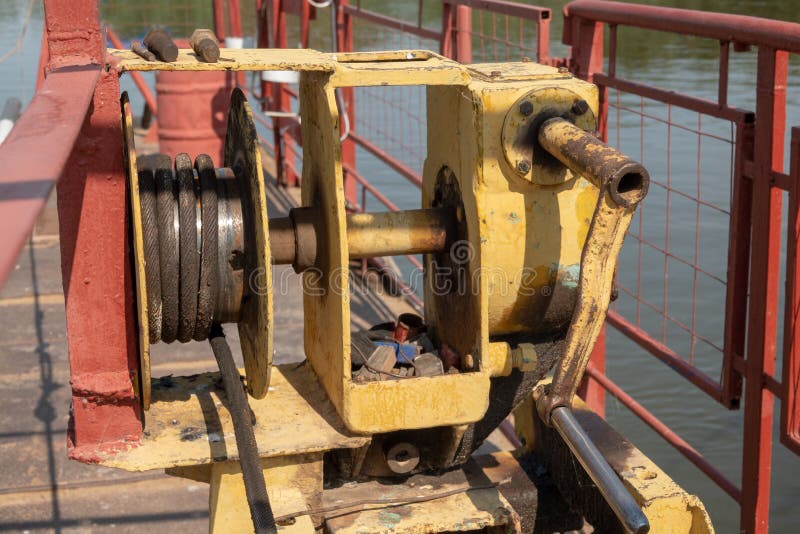 Wire Rope Sling or Cable Sling on Crane Reel Drum or Winch Roll of ...