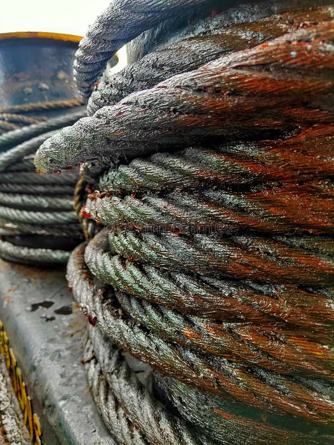 Wire rope used at vessel stock photo. Image of used - 219989062
