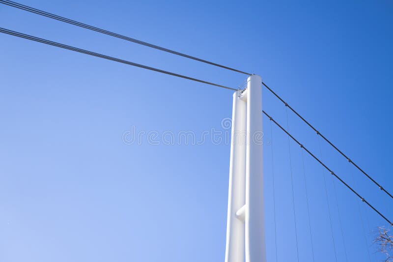 Wire Ropes are Connected To Metal Poles To Create a Secure Perimeter in ...