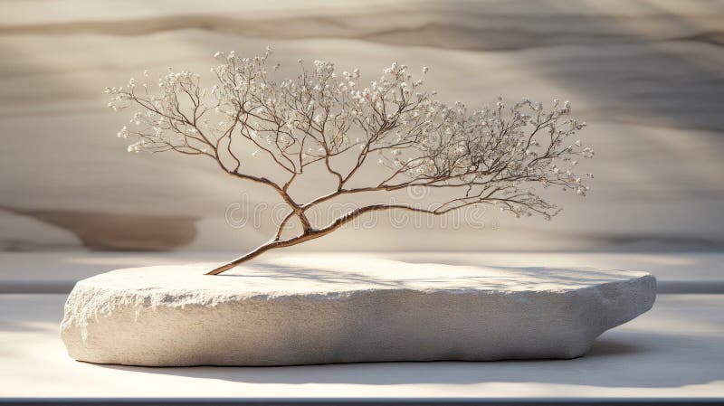 Wire Sculpture Tree on White Stone Base Stock Illustration ...