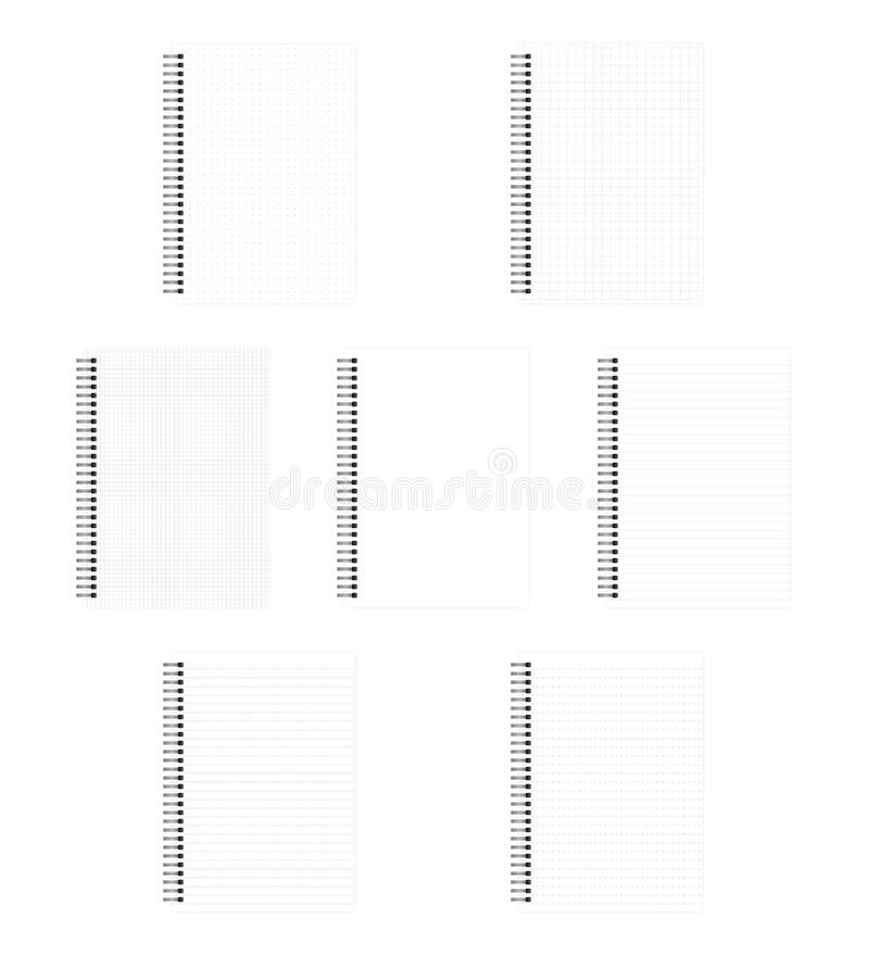 A4 Wire Spiral Notebook Set Isolated on White Vector Mock-up Stock ...