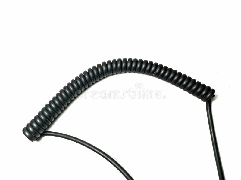 Wire Spring Cable Audio Isolated on Plain White Background Stock Image ...