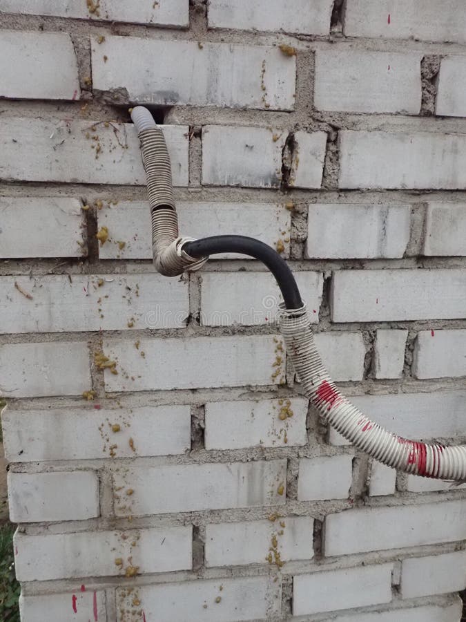 Street Column for Electreicity Made of White Bricks Stock Photo - Image ...