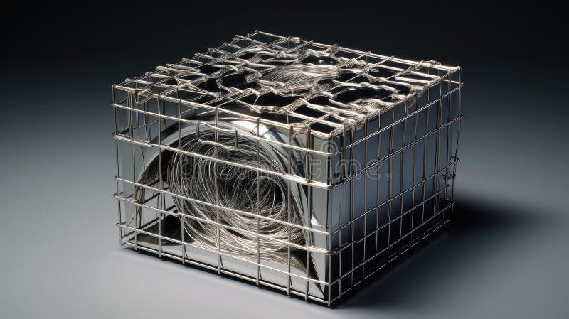 Wire three-dimensional box stock illustration. Illustration of ...
