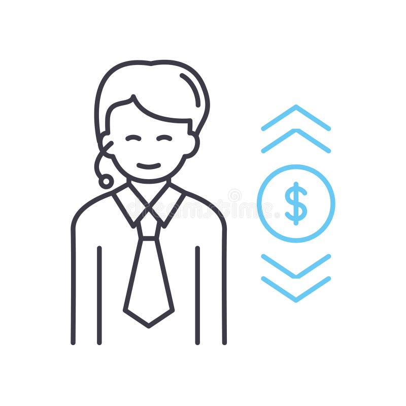 Wire Transfer Operator Line Icon, Outline Symbol, Vector Illustration ...