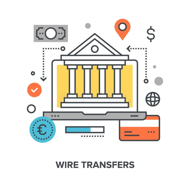 Wire Transfers Flat Line Icon Design Concept Stock Vector ...