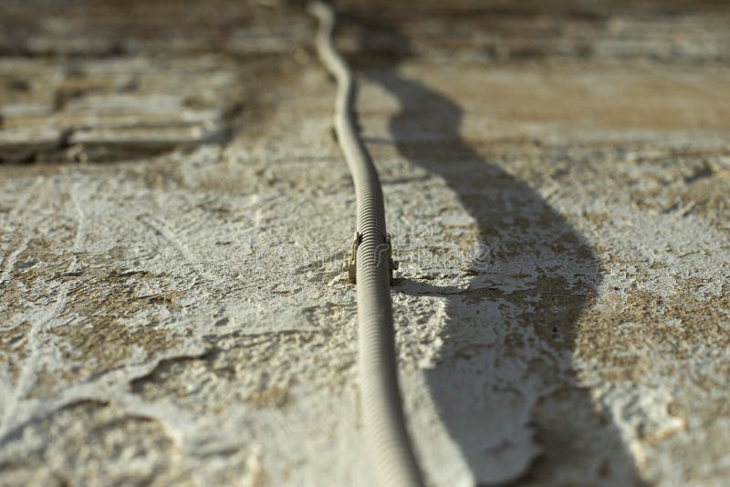 Wire on Wall. Electrical Wiring in Building Stock Photo - Image of ...