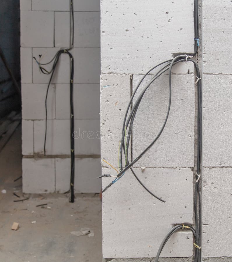 Wire in the Wall Preparation before Plastering Stock Photo - Image of ...