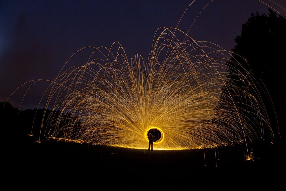 Wire Wool Spin that Looks Like Firework Stock Photo - Image of wire ...