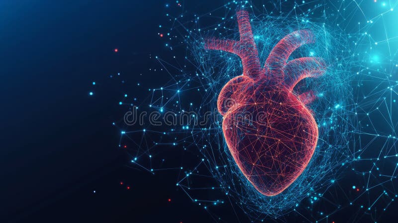A Wired Anatomy of the Human Heart Stock Illustration - Illustration of ...