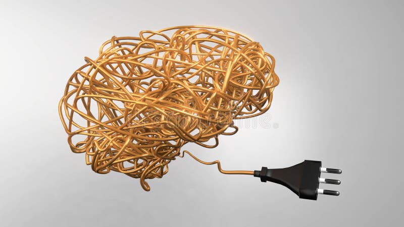 Wired Brain - 3d Concept Digital Illustration Stock Illustration ...