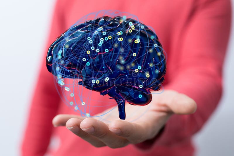 Wired Brain Illustration - Next Step To Artificial Intelligence Stock ...