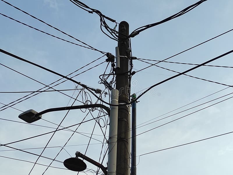 Wired Cable Powerpole Pole Lamp Streetlamp Generator Stock Photo ...