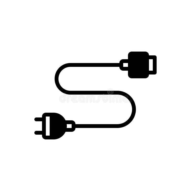 Black Solid Icon for Wired, Cable and Electricity Stock Vector ...
