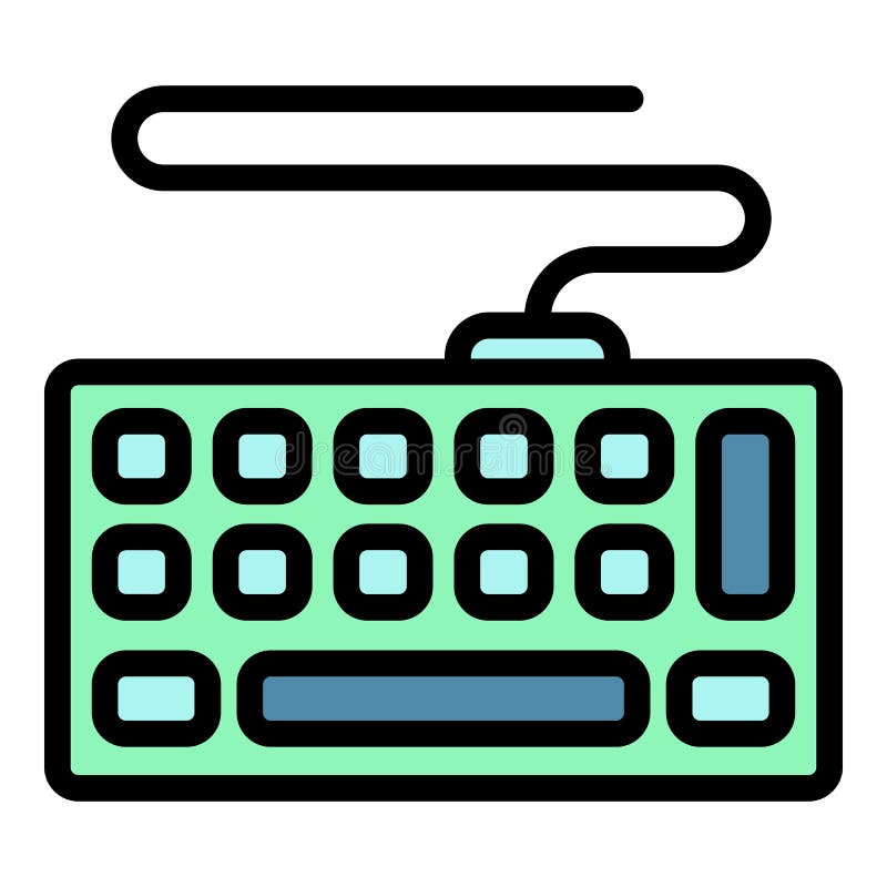 Wired Keyboard Icon Color Outline Vector Stock Vector - Illustration of ...