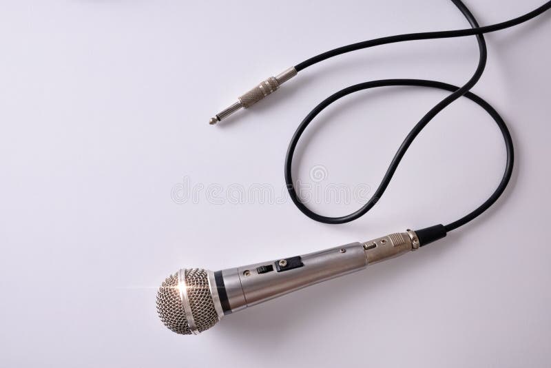 Wired Microphone with Jack Connector on White Table Top View Stock ...