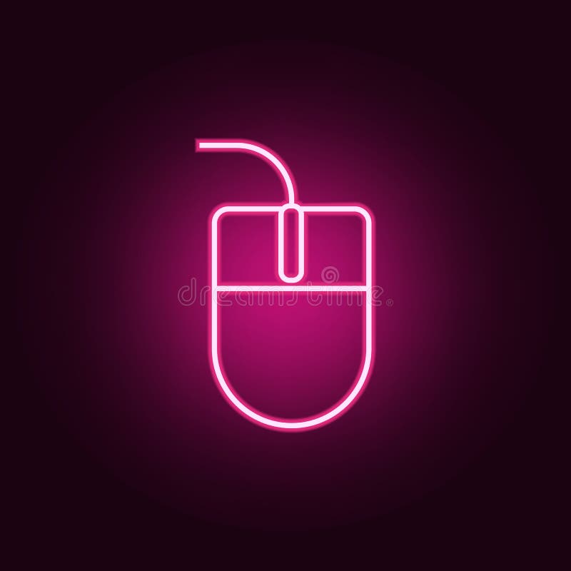 Pc Mouse Neon Icon. Simple Thin Line, Outline Vector of Computer Parts ...