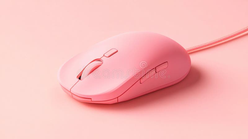 Wired Pink Computer Mouse Isolated on Peach Background Stock ...