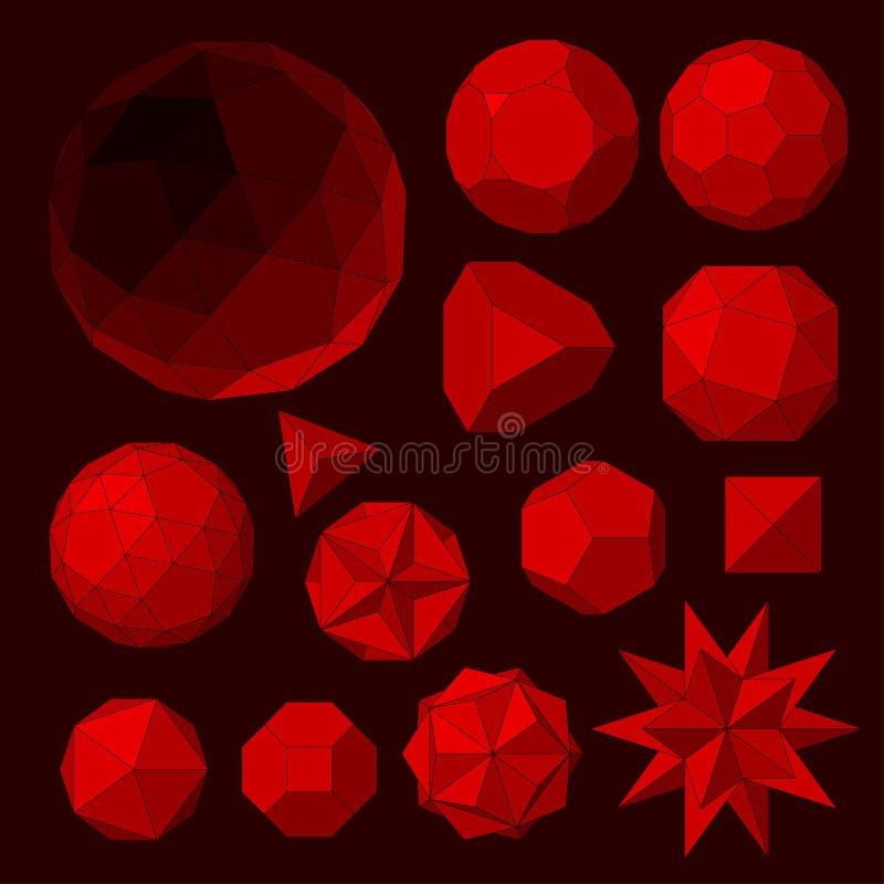 Wired Red Geometric 3d Wireframe Spheres Stock Illustration ...