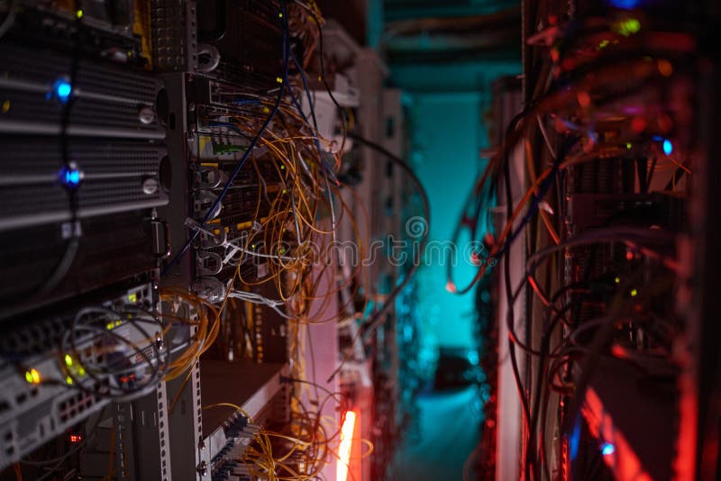 Wired Server Room Background Stock Image - Image of server, technology ...