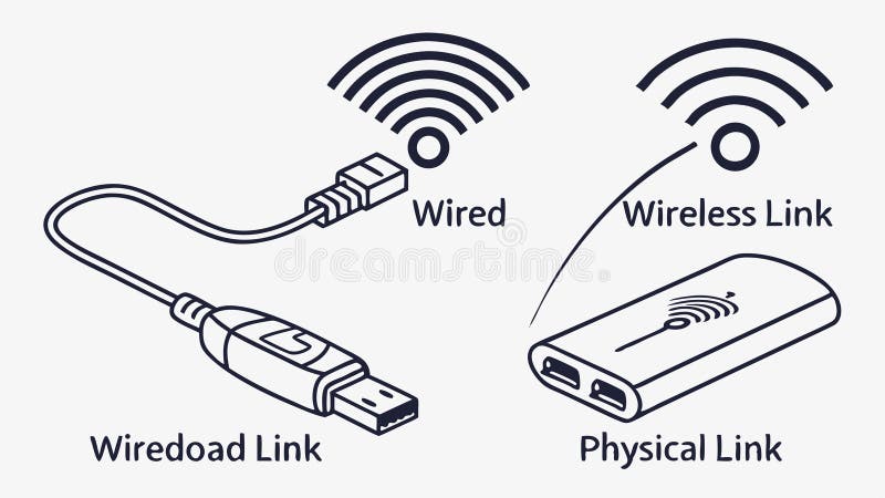 Wired and Wireless Network Connections, Modern Connectivity, Vector ...