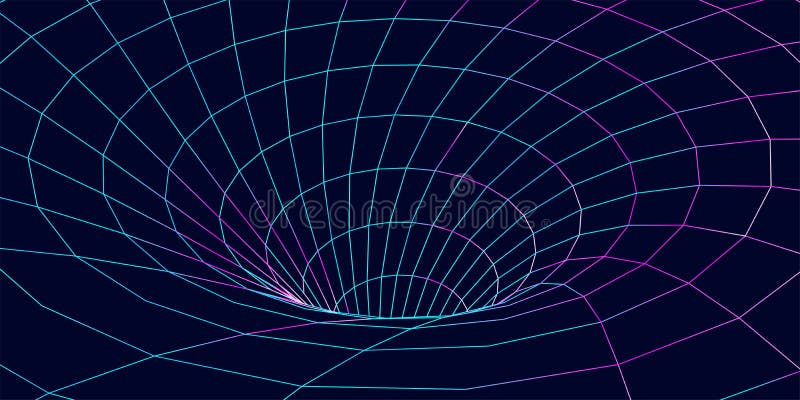 Wireframe Abstract Tunnel. 3D Tunnel Grid. Futuristic 3d Portal ...