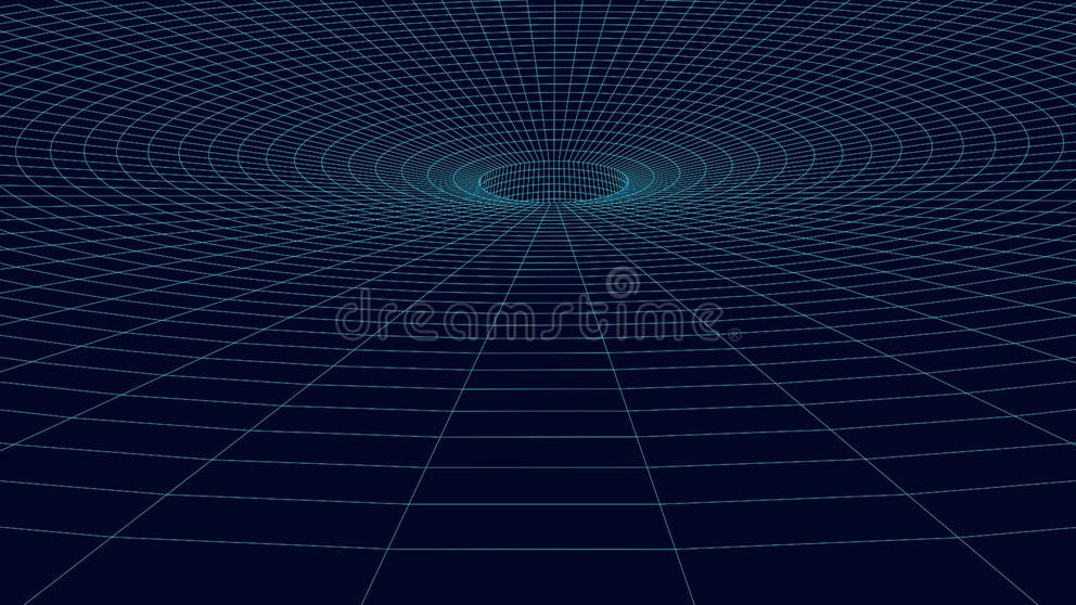 Wireframe Abstract Tunnel. 3D Vector Wormhole with a Mesh Structure ...