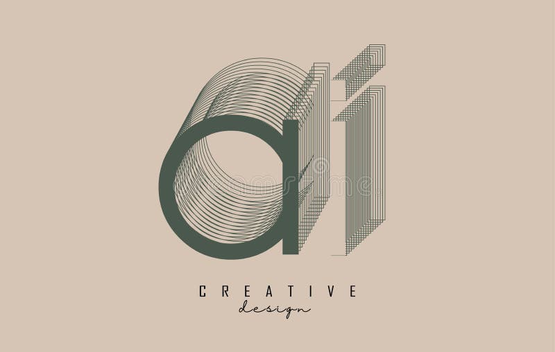 Wireframe AI Letter Logo Design in Two Colors. Creative Vector ...