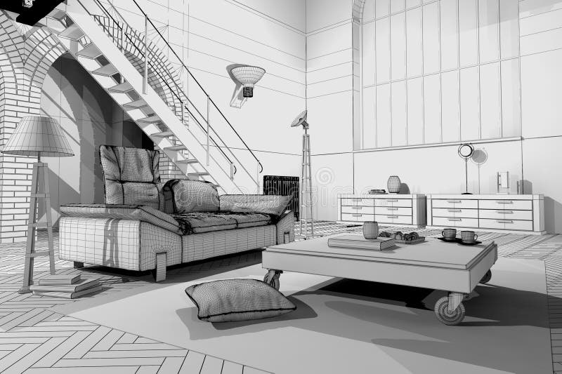 Wireframe Apartment stock illustration. Illustration of building - 43432034