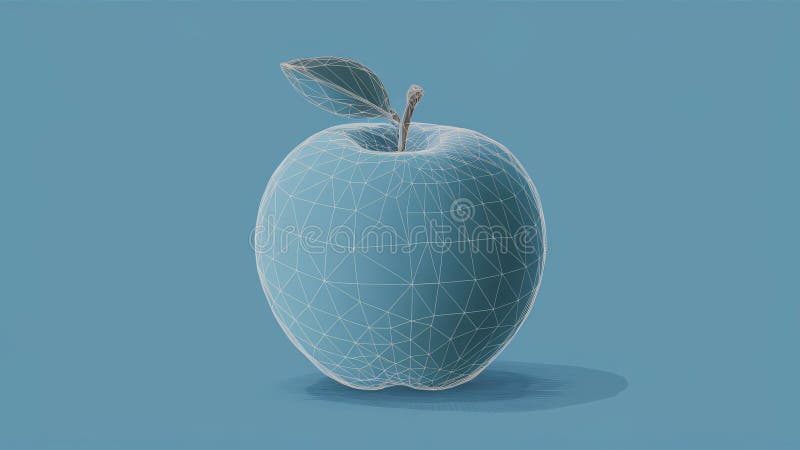 Wireframe Apple, Modern Minimalist Fruit High Quality Image Stock ...