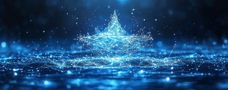 Wireframe Aquarius Symbol Emerging in Glowing Blue Light and ...