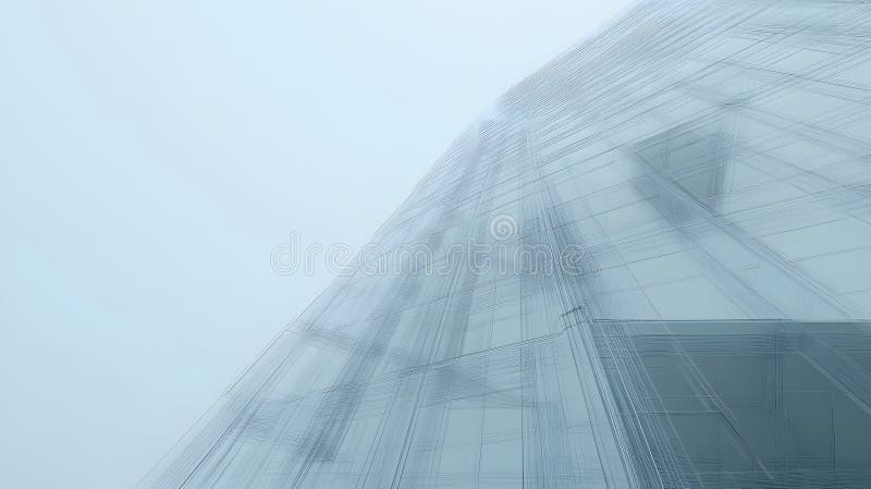 Wireframe Architectural Design of Skyscraper with Glass Windows and ...